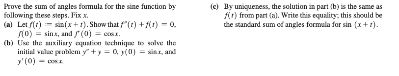Solved Prove the sum of angles formula for the sine function | Chegg.com