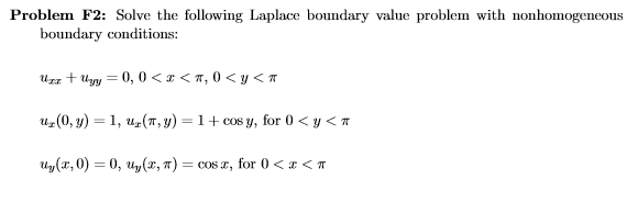 Solved Problem F2: Solve the following Laplace boundary | Chegg.com