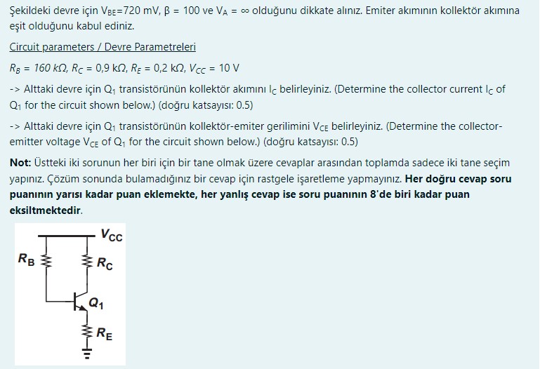 Şekildeki devre için VBE=720mV,β=100 ve VA=∞ olduğunu | Chegg.com
