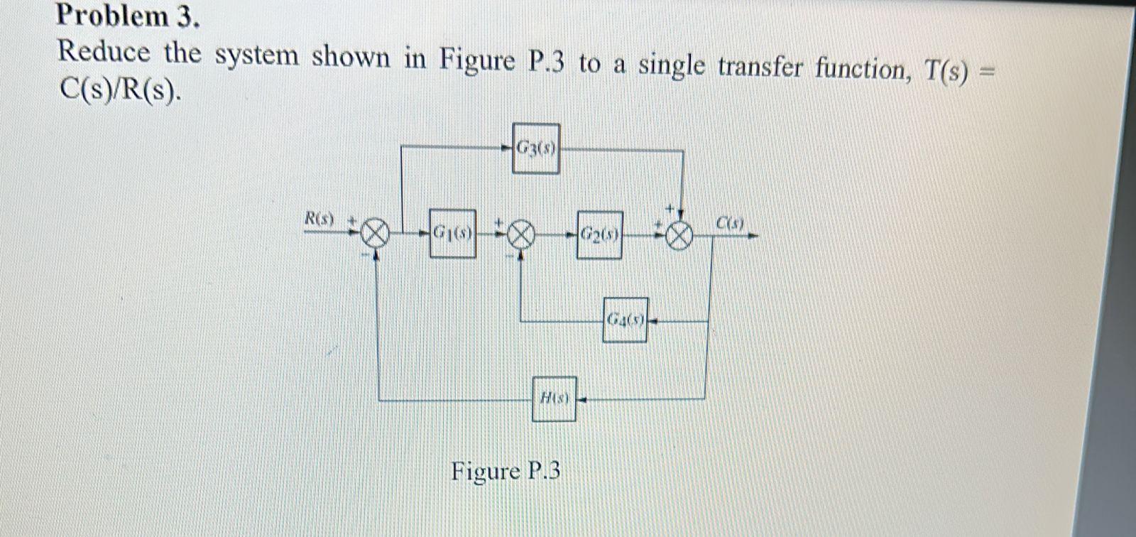 Solved Problem 3 . Reduce the system shown in Figure P.3 to | Chegg.com
