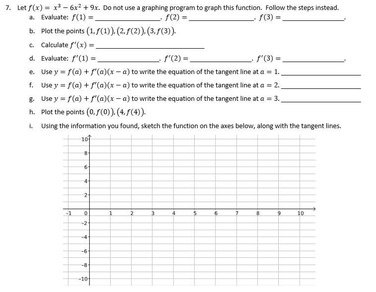 Solved = 7. Let f(x) = x3 – 6x2 + 9x. Do not use a graphing | Chegg.com
