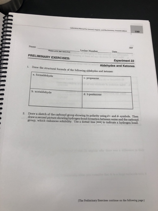 Solved 199 307 Name Locker Number Date PRELIMINARY | Chegg.com