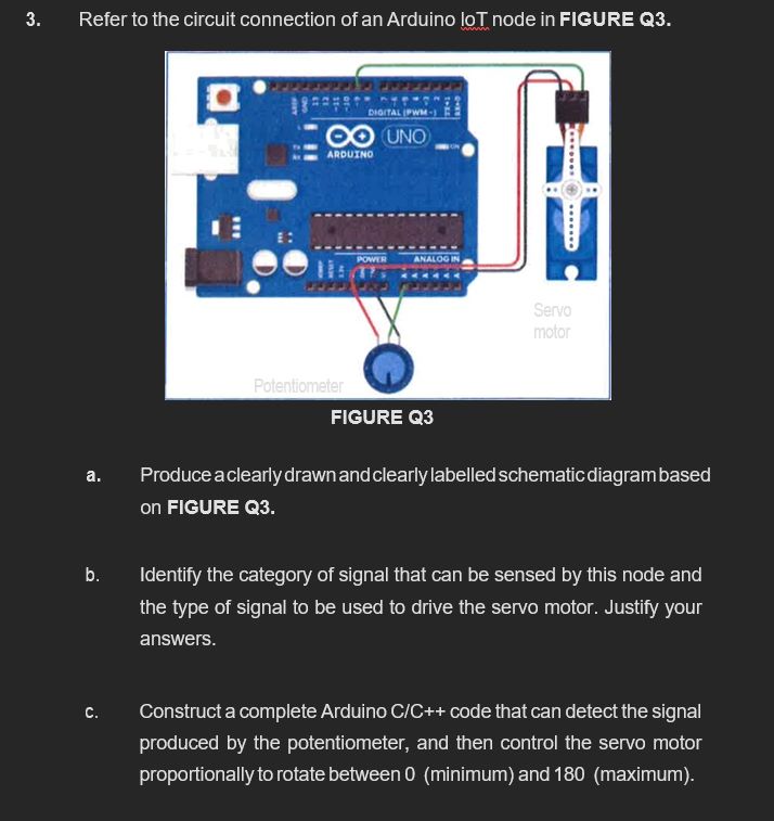 Solved 3. Refer to the circuit connection of an Arduino loT | Chegg.com