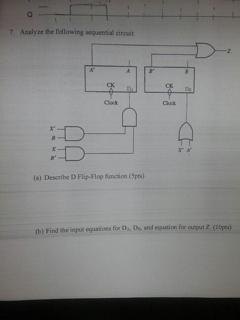 Solved 7. Analyze the following sequential circuit. A' В' CK | Chegg.com