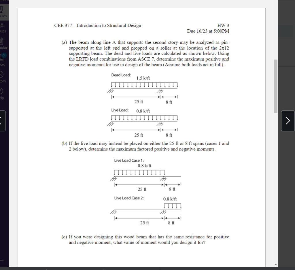 Solved rses CEE 377 - Introduction to Structural Design HW 3 | Chegg.com
