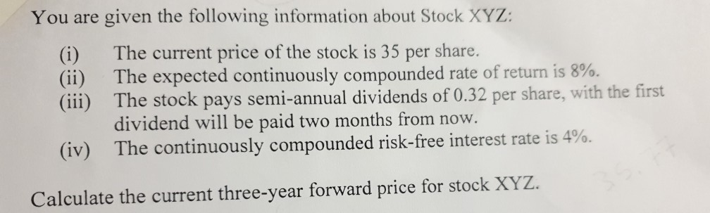 Solved You are given the following information about Stock | Chegg.com