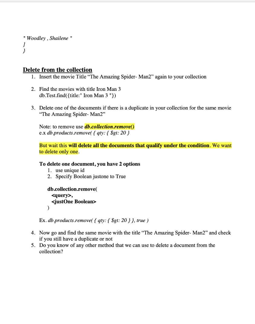Solved CS331- Worksheet 10 MongoDB Setup and basics I assume | Chegg.com