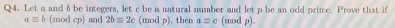 Solved Q4. Let a and b be integers, let c be a natural | Chegg.com