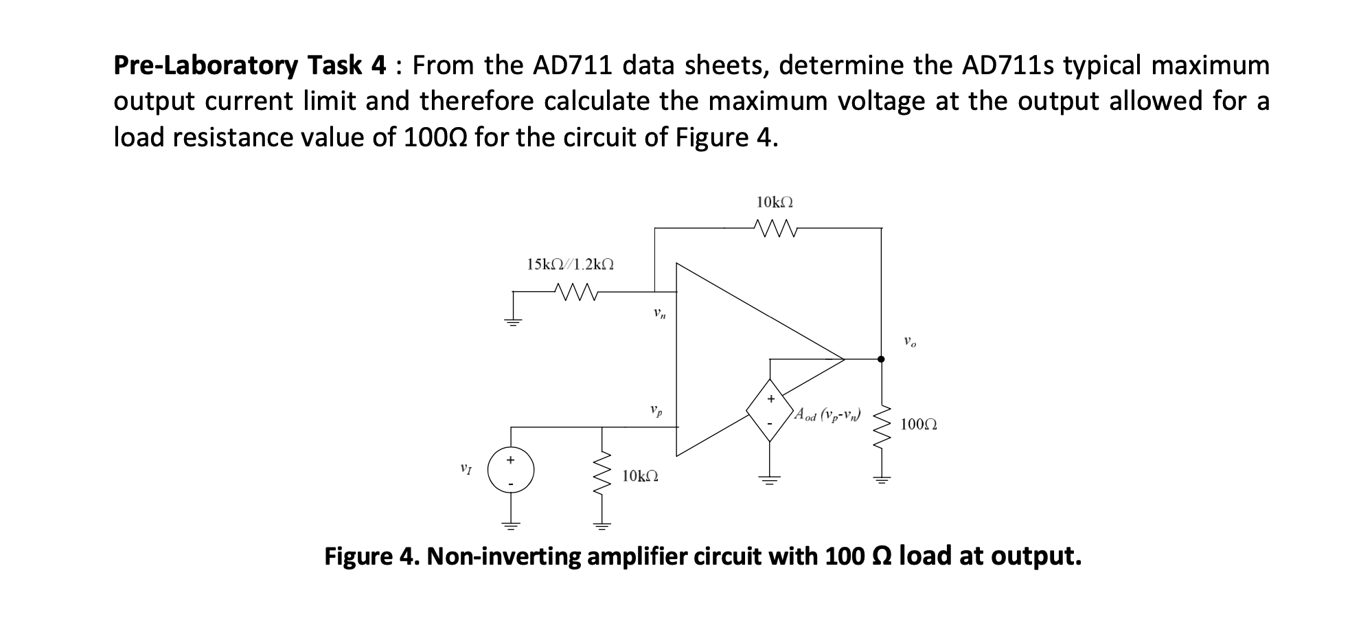 Solved Pre-Laboratory Task 4 : From the AD711 data sheets, | Chegg.com