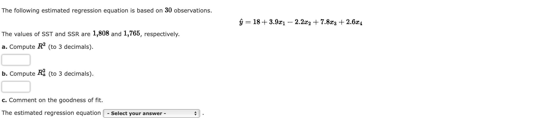 Solved The following estimated regression equation is based | Chegg.com