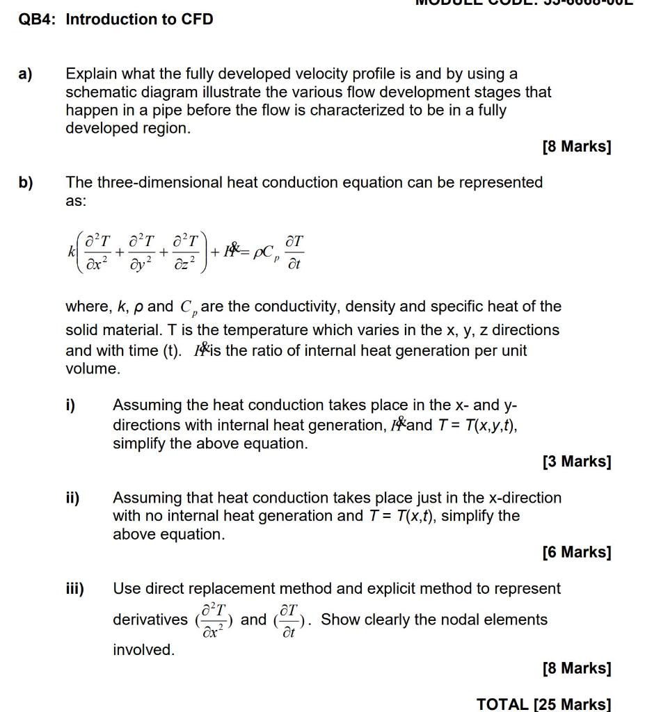 Solved QB4: Introduction to CFD a) Explain what the fully | Chegg.com