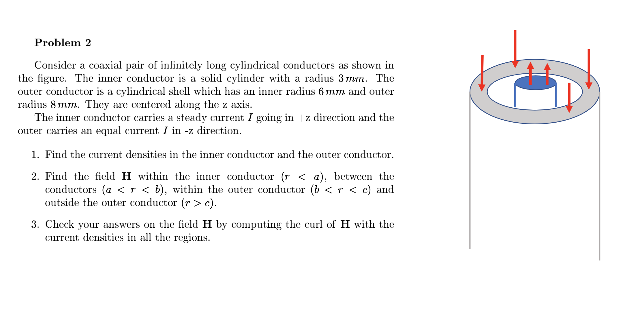 Solved Problem 2 Consider a coaxial pair of infinitely long | Chegg.com