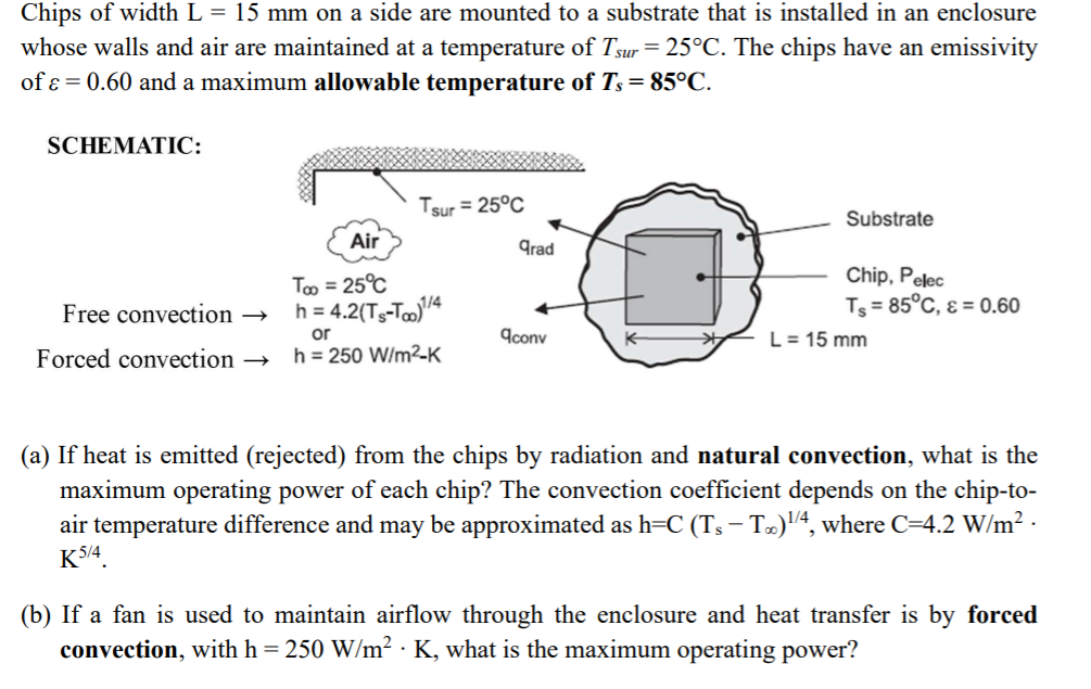 Solved Chips of width L = 15 mm on a side are mounted to a | Chegg.com