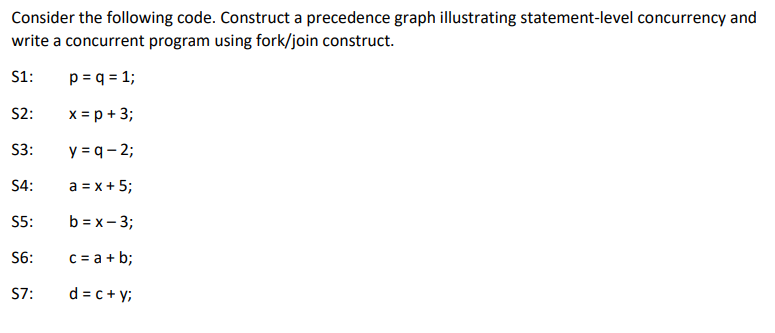 Solved Consider the following code. Construct a precedence | Chegg.com