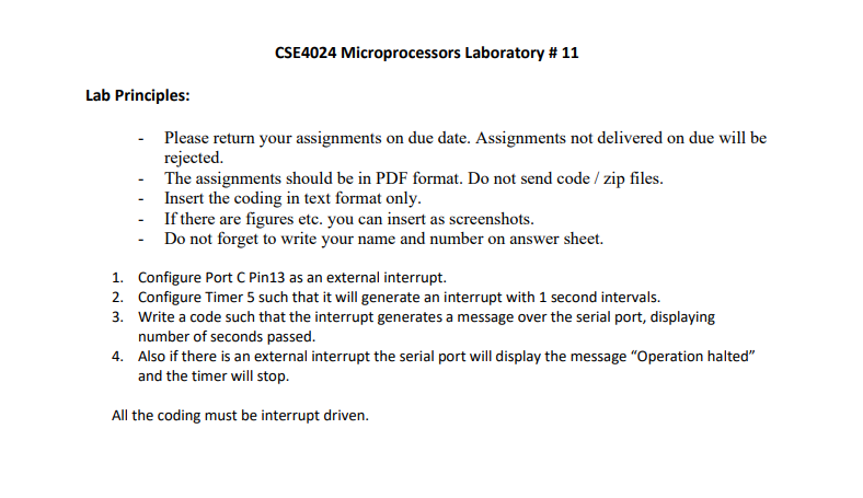 Solved Microprocessor1. Configure Port C Pin13 as an | Chegg.com