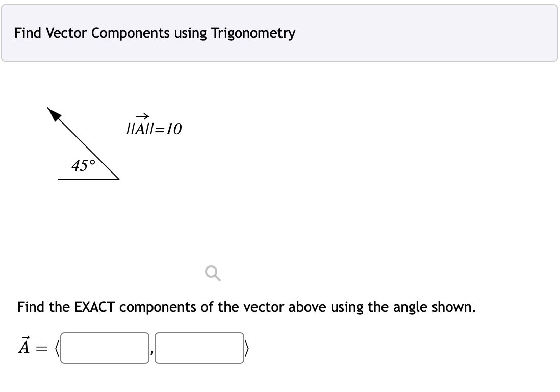 Solved Find Vector Components using Trigonometry ||A||=10 | Chegg.com