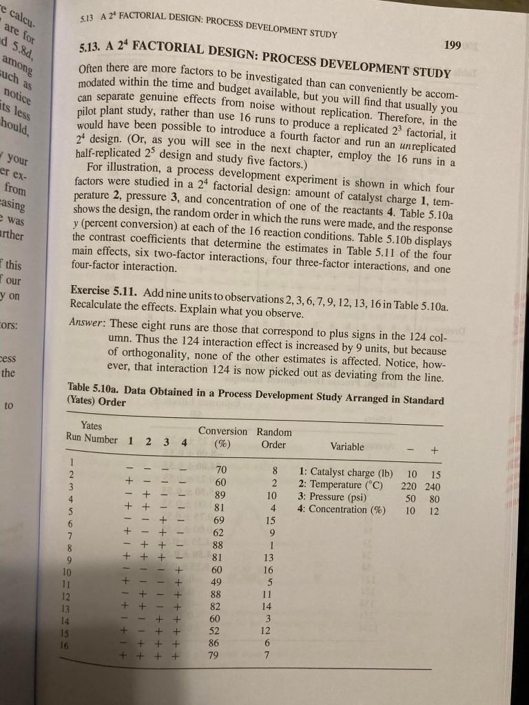 5.13. A 24 FACTORIAL DESIGN: PROCESS DEVELOPMENT | Chegg.com