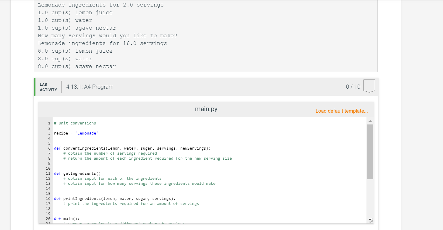 4.13 A4 Program Recipe conversions are a common | Chegg.com