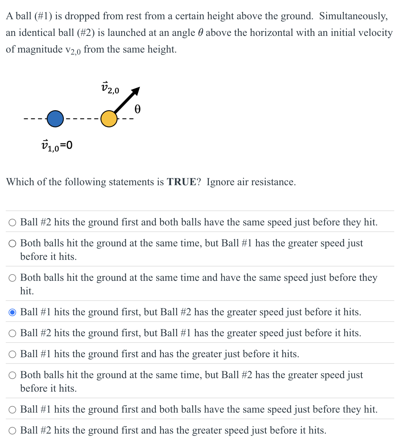 Solved A ball (\#1) ﻿is dropped from rest from a certain | Chegg.com