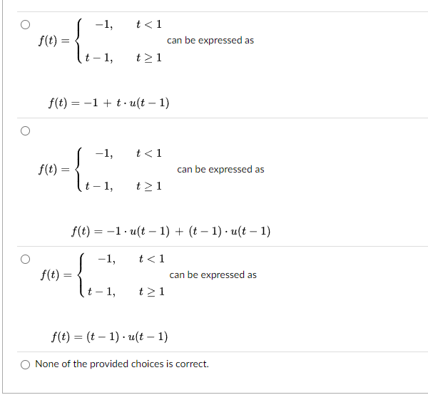 Solved how do you express the unit function as a combination | Chegg.com