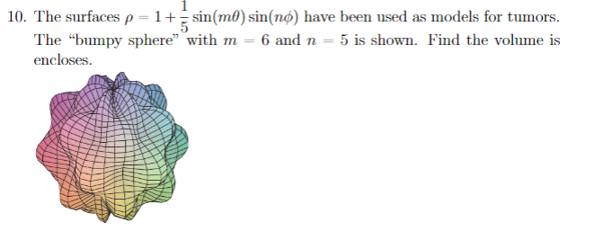 Solved 10. The surfaces ρ = 1 + sin(m0) sin(no) have been | Chegg.com