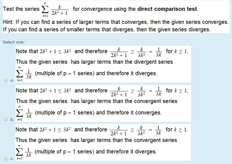 Solved Test the series for convergence using the direct | Chegg.com