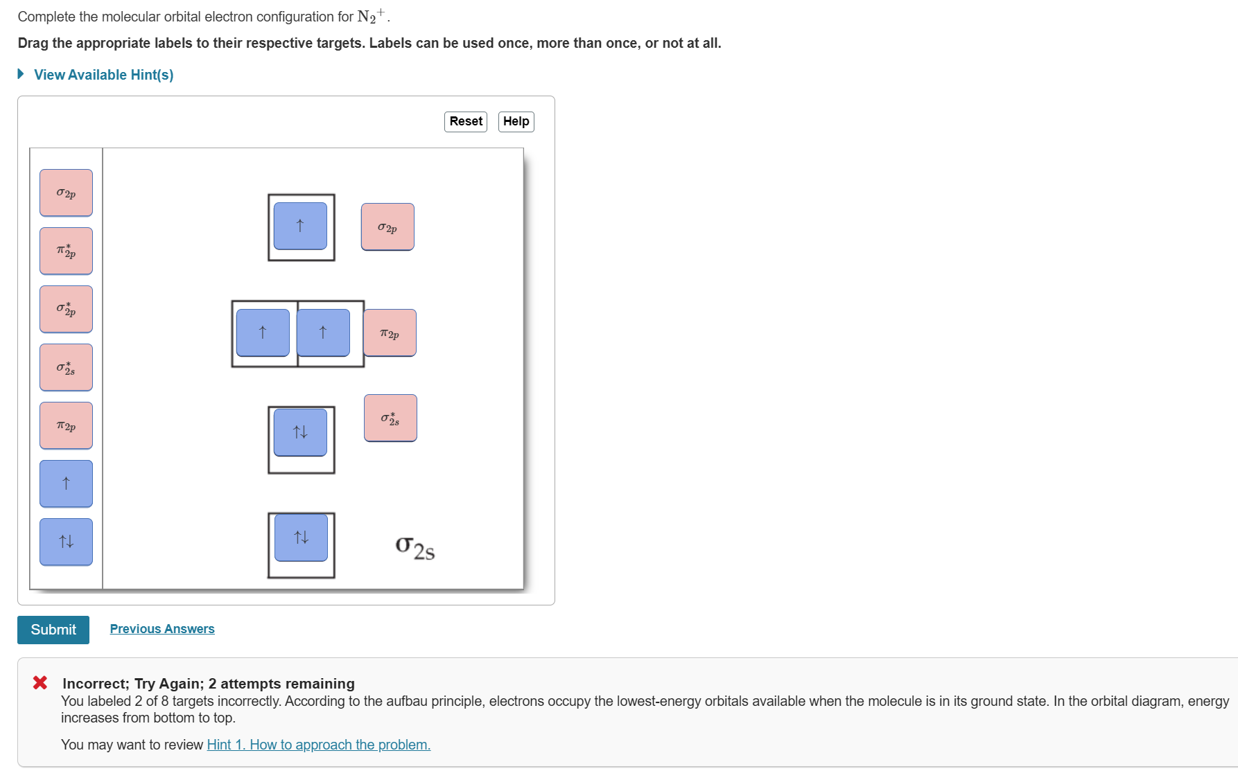Solved Complete The Molecular Orbital Electron Configuration