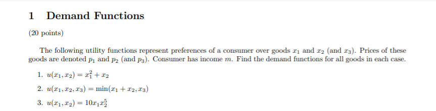 Solved The following utility functions represent preferences | Chegg.com