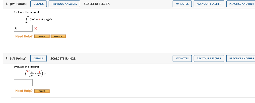 Solved 8. [0/1 Points] DETAILS PREVIOUS ANSWERS SCALCET8 | Chegg.com