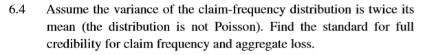 6.4 Assume the variance of the claim-frequency | Chegg.com