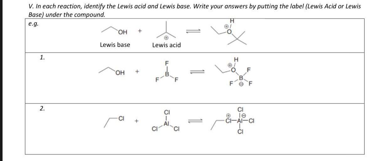 Solved V. In each reaction, identify the Lewis acid and | Chegg.com
