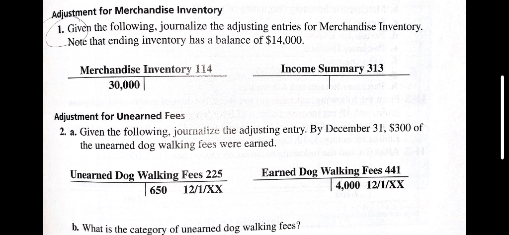 Solved Adjustment for Merchandise Inventory 1. Given the | Chegg.com