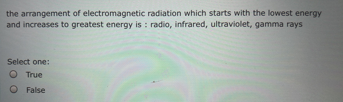 Solved the arrangement of electromagnetic radiation which | Chegg.com