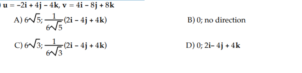 Solved Find the length and direction (when defined) of u × | Chegg.com