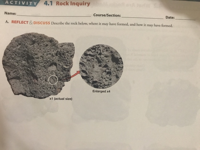 Solved ACTIVITY 4.1 Rock Inquiry Name: Course/Section: Date: | Chegg.com