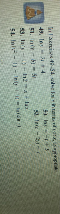 Solved In Exercises 49-54, solve for y in terms of t or x, | Chegg.com