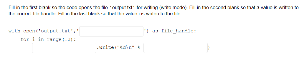 Solved Fill in the first blank so the code opens the file | Chegg.com