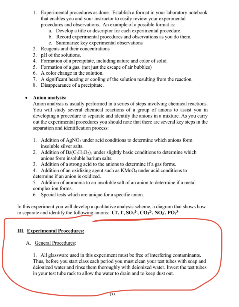 Solved Experiment 7 Qualitative Analysis: Anions I. | Chegg.com