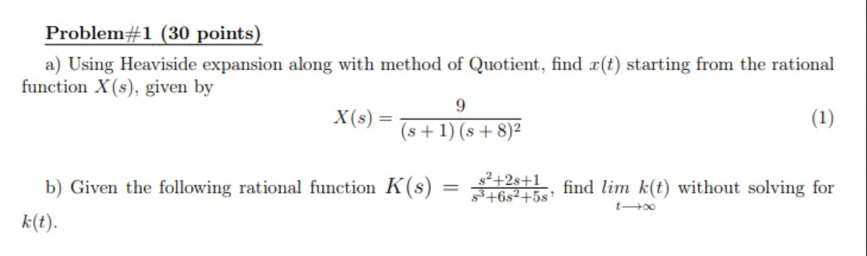 Solved a) Using Heaviside expansion along with method of | Chegg.com