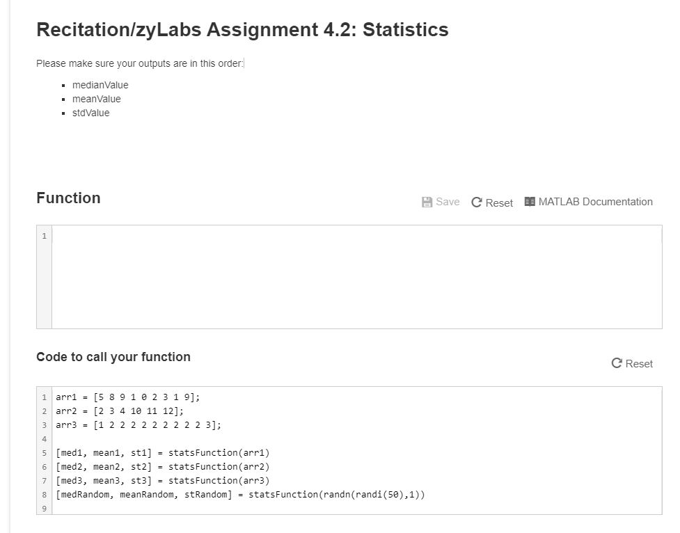 Solved Recitation/zyLabs Assignment 4.2: Statistics Please | Chegg.com