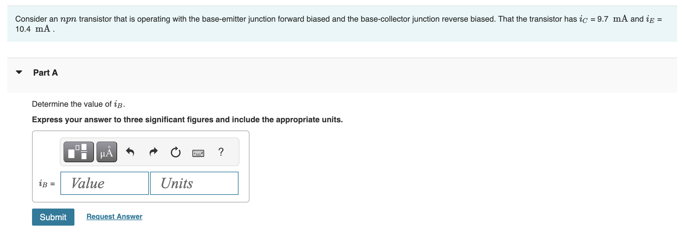 Solved Consider an npn transistor that is operating with the | Chegg.com