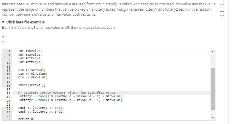 Integers Seedval Minvalue And Maxvalue Are Read From