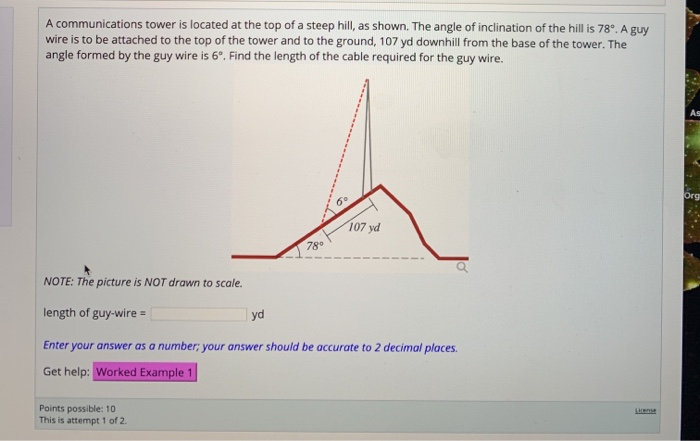 Solved A communications tower is located at the top of a | Chegg.com
