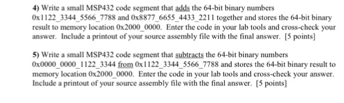 Solved Write a small MSP432 code segment that adds the | Chegg.com