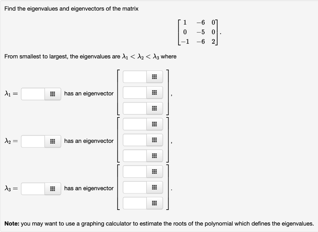 Solved Find the eigenvalues and eigenvectors of the matrix 1 | Chegg.com