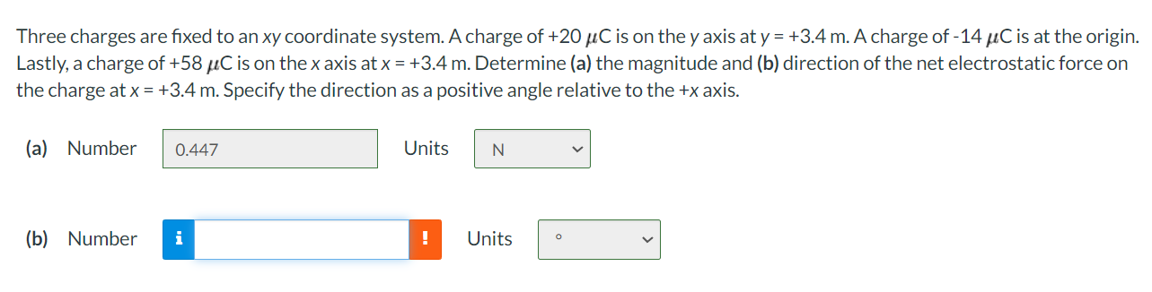 Solved Three charges are fixed to an xy ﻿coordinate system. | Chegg.com