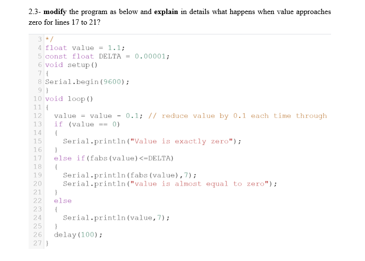 Solved 2.3- modify the program as below and explain in | Chegg.com