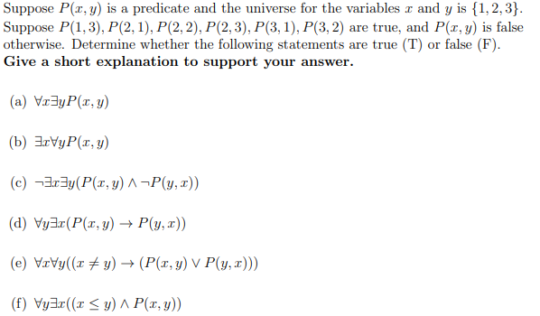 Solved Suppose P(x, y) is a predicate and the universe for | Chegg.com Solved Suppose P(x, y) is a predicate and the universe for | Chegg.com