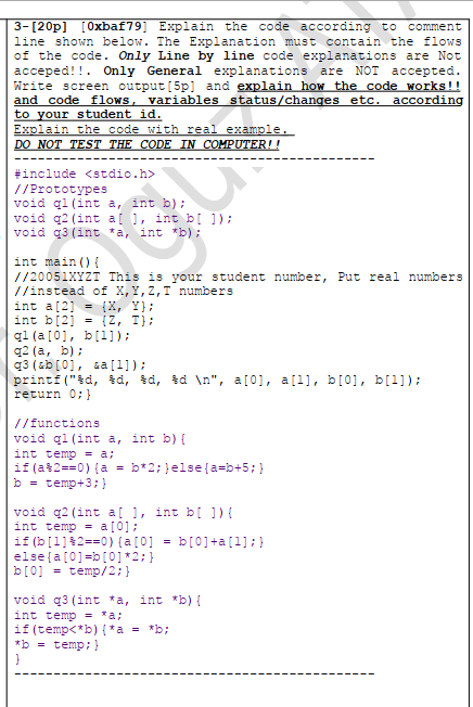 Solved 3- [20p] [Oxbaf79] Explain the code according to | Chegg.com