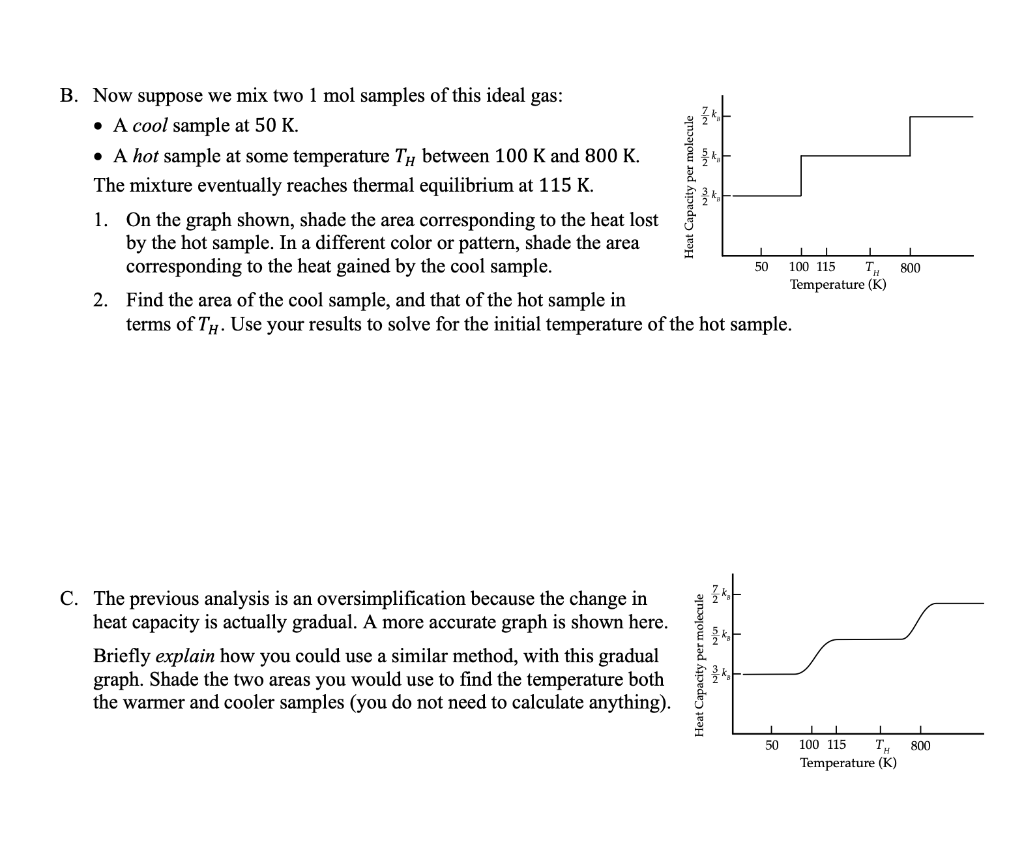 Solved B. Now suppose we mix two 1 mol samples of this ideal | Chegg.com
